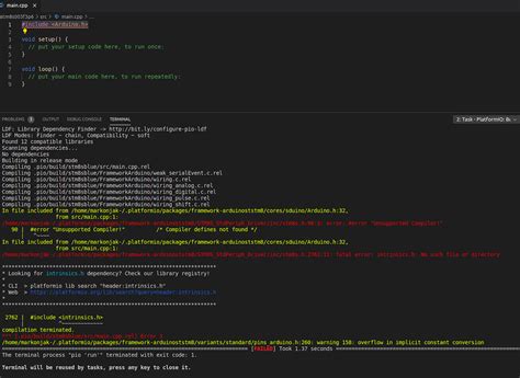 can t compile code for stm8 missing intrinsics h development