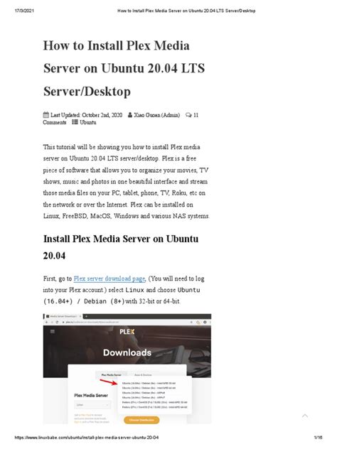 how to install plex media server on ubuntu 20 04 lts server desktop