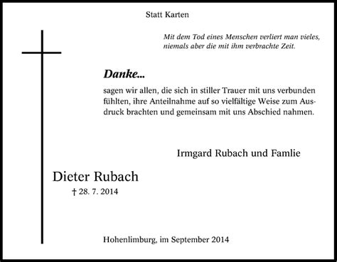 Traueranzeigen Von Dieter Rubach Trauer In Nrw De