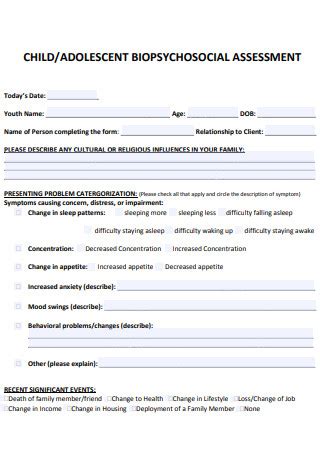 Free Biopsychosocial Assessment Template Pdf
