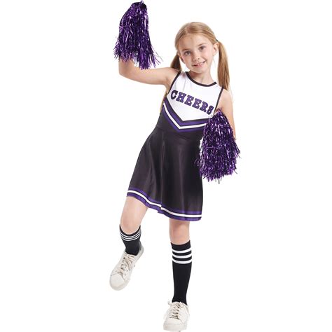 Congme 3 Pcs Set Girls Cheerleader Outfits Cheer Skirts Stretchy Team