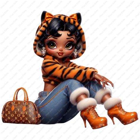 Afro Betty Boop Png Tiger Hoodie Baddie Boo Clipart Onya Doll