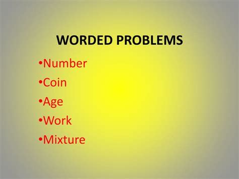 Worded Problems On Age Clock Mixturepptx