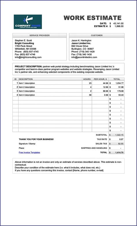 Contractor Quote Template Word Template 2 Resume Examples Bw9jlanav7