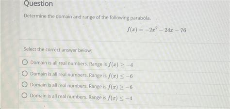 Solved Questiondetermine The Domain And Range Of The