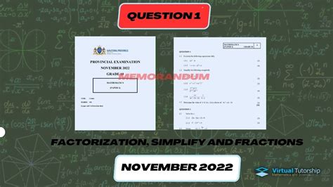Factorization Simplify And Algebraic Fractions Grade 10 Youtube