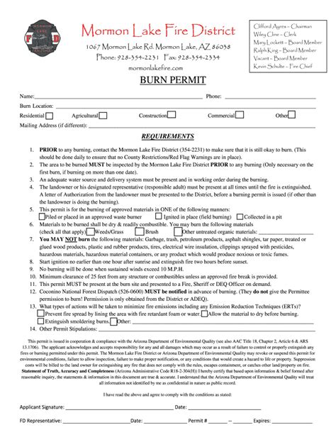 Burn Permit Mormon Lake Fire District Fill Out And Sign Online Dochub