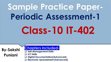periodic assessment 1 class 10 it 402 sample practice paper sakshi
