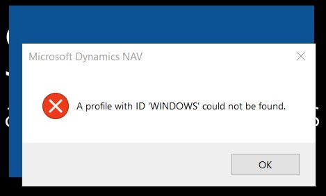 NAV Error A Profile With ID Windows Could Not Be Found Mibuso