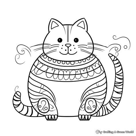 Cute Fat Cat Coloring Pages Free And Printable