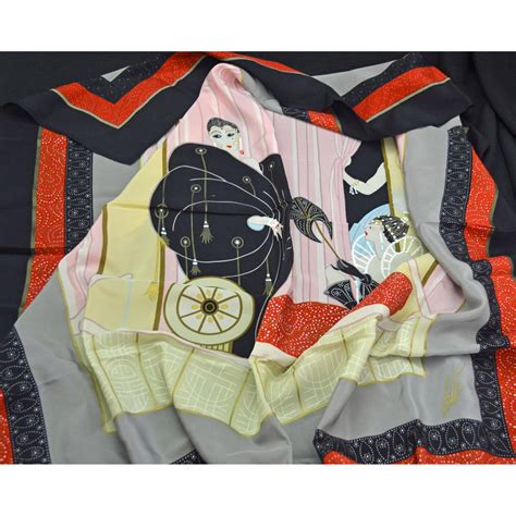 Erte Silk Scarf Opera Box 36 Auction