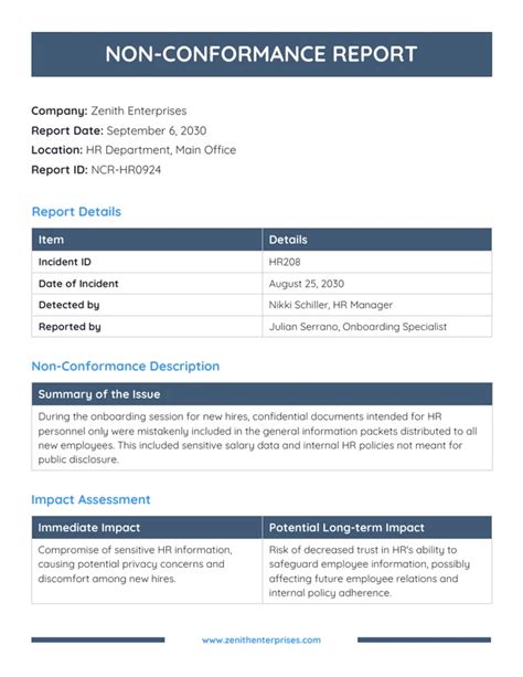 Non Conformance Report Template Venngage