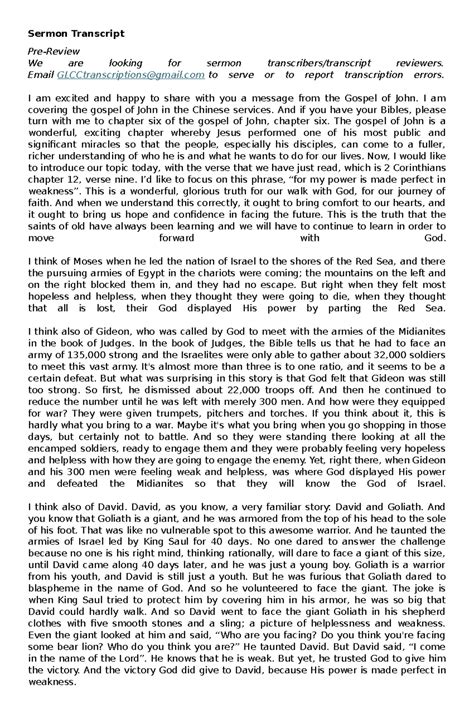 Sermon Transcript Doctrinal Statements Of The Christian Religion Sermon Transcript Pre