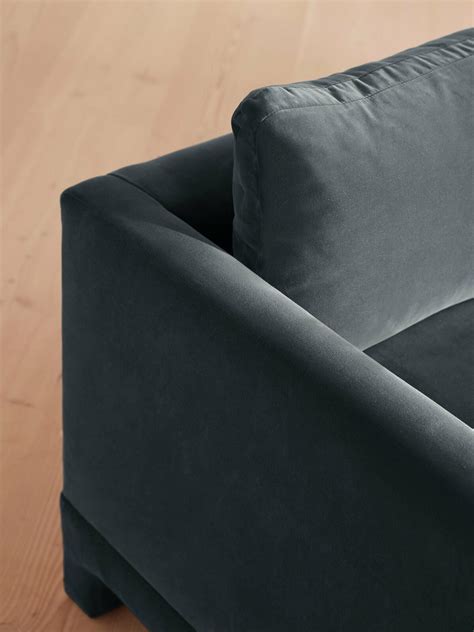 Ashford Two Seater Sofa Velvet Grey Blue Soho Home