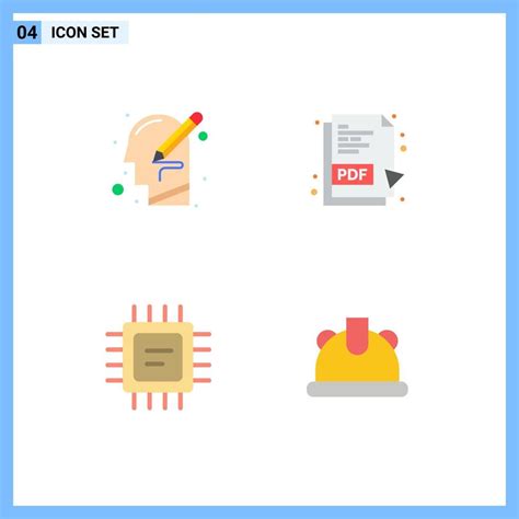 Stock Vector Icon Pack Of 4 Line Signs And Symbols For Head Microchip