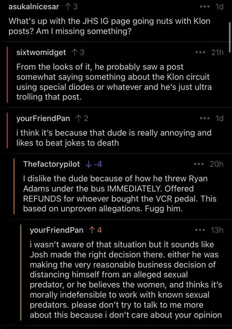 “i Hate Jhs Because He…condemned A Sex Pest” R Guitarpedalsjerk