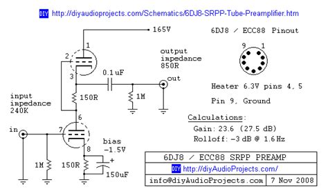 6dj8 Ecc88 Symmetrical Srpp Tube Preamplifier Schematic Artofit