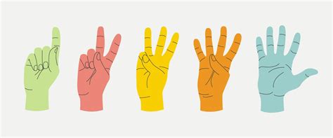 Premium Vector Set Of Gestures Colourful Human Hands Counting