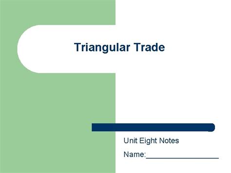 Triangular Trade Unit Eight Notes Name Bell Work