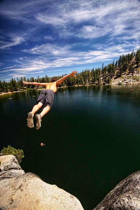 Jumping For Joy Cliff Diving At Tahoe Exhilarating Dangerous