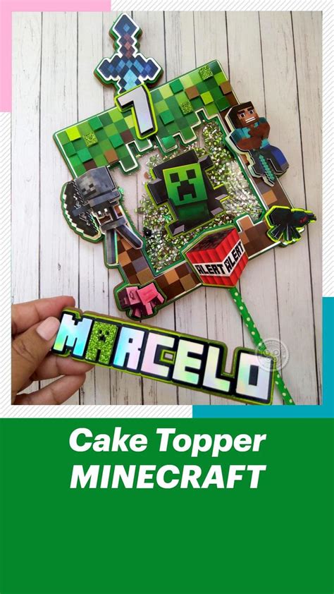 Cake Topper Minecraft Decoraciones De Fiesta De Minecraft Invitaciones De Minecraft