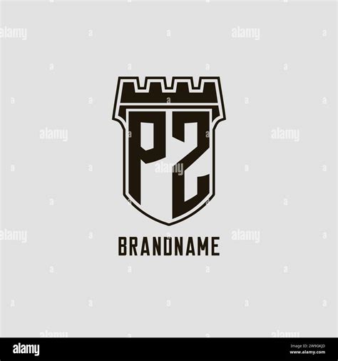 Monogram Pz With Shield Fortress Logo Design Style Vector Graphic Stock Vector Image And Art Alamy