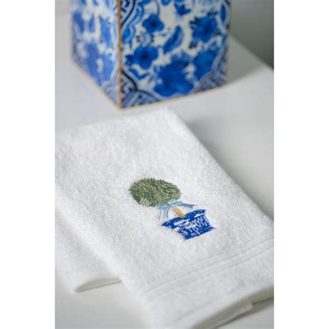 Embroidered Boxwood Terry Guest Towel Cailini Coastal