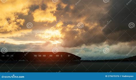 High Speed Train Silhouette In Motion At Sunset Fast Moving Modern