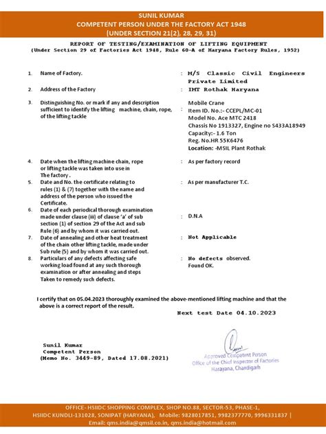 Certificate Of Mobile Crane Pdf