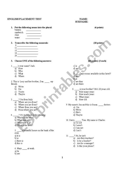 Placement Test Beginner Elementary Esl Worksheet By Roaccardo