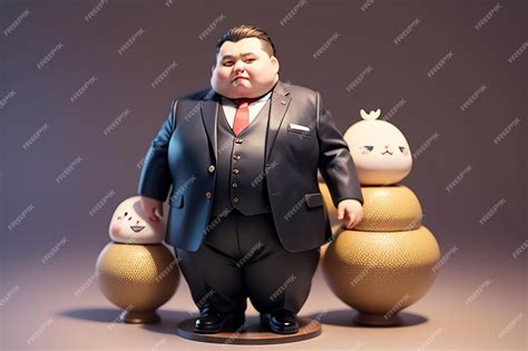 뚱뚱한 소년 만화 캐릭터 스타일링 애니메이션 스타일 뚱뚱한 벽지 배경 모델 캐릭터 렌더링 프리미엄 사진