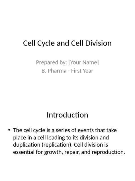 Cell Cycle And Cell Division Ppt Pdf