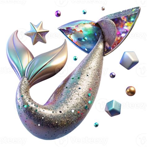 Dramatic Classic Mermaid Tail Iridescent Shimmering Effect Cutout