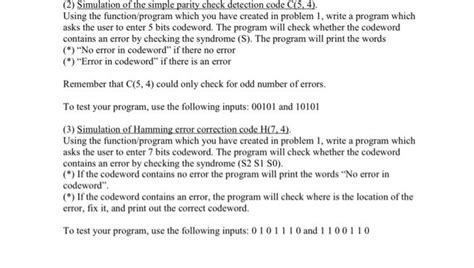 Solved 2 Simulation Of The Simple Parity Check Detection
