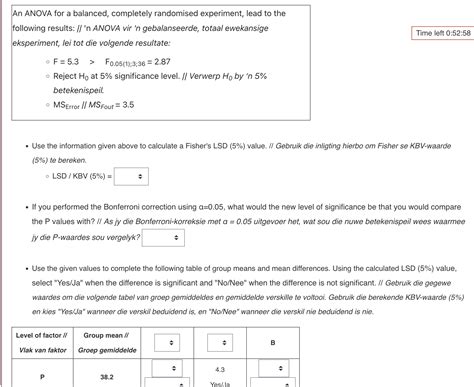 An Anova For A Balanced Completely Randomised