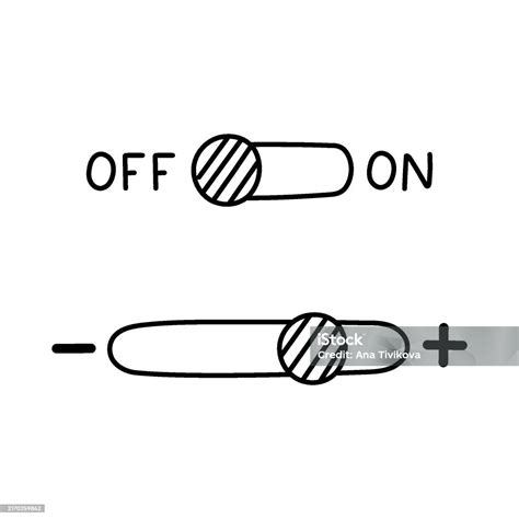 cute doodle toggles switch buttons for turn on and off plus and minus
