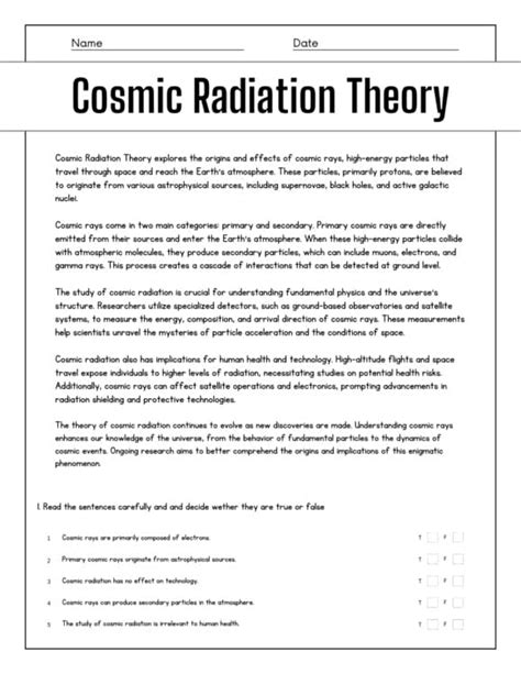 Cosmic Radiation Theory Reading Comprehension Passages And Questions