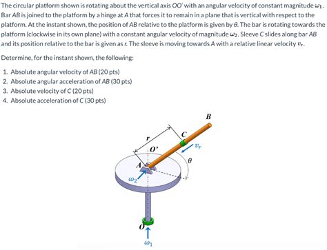 Solved The Circular Platform Shown Is Rotating About The Chegg