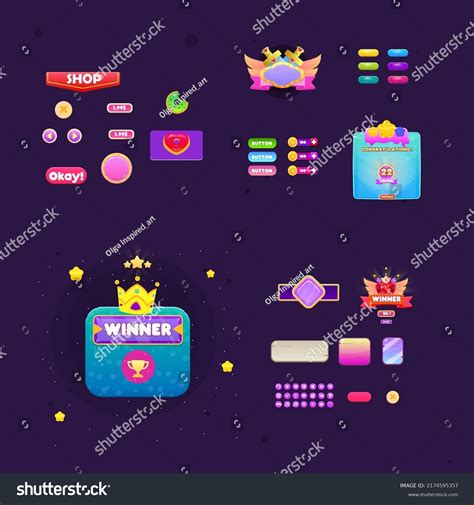 Game Ui Set Pop Winner Badge Stock Vector Royalty Free Shutterstock