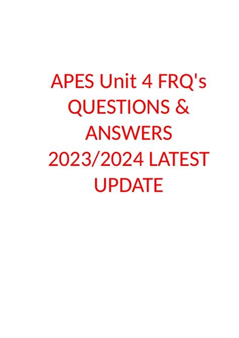 Apes Frq S All Units Questions And Answers 2023 2024 Latest Update 2023 24 Combined Package Deal