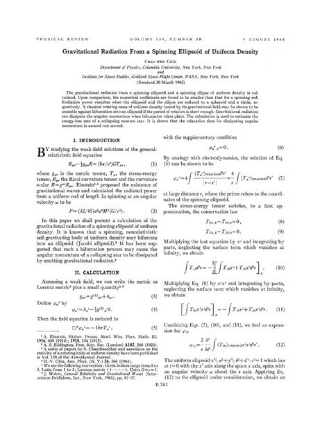 Pdf Gravitational Radiation From A Spinning Ellipsoid Of Uniform