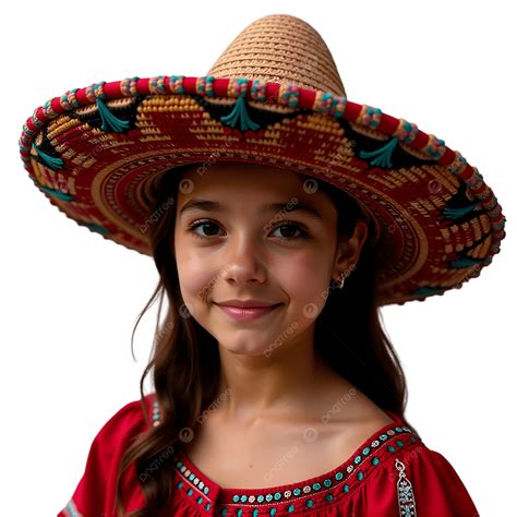 Cute Girl In Mexican Dress And Sombrero Hat Celebrating Heritage Cute