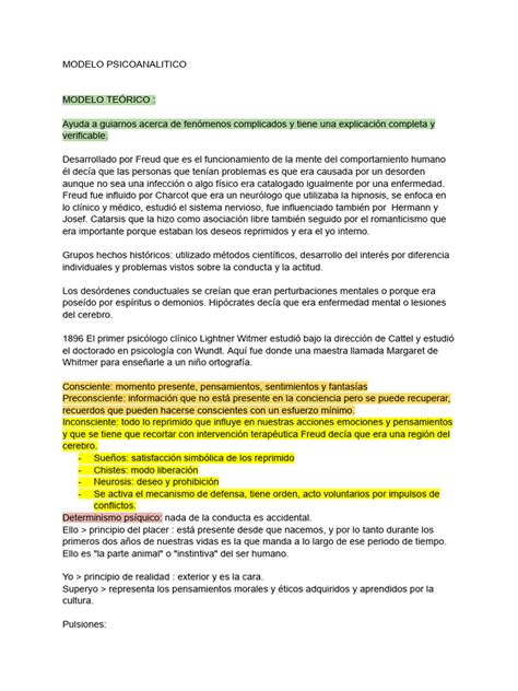 Modelo Psicoanalitico Pdf