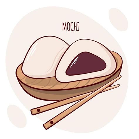 Funny Kawaii Japan Tradition Sweet Mochi Vector Illustration