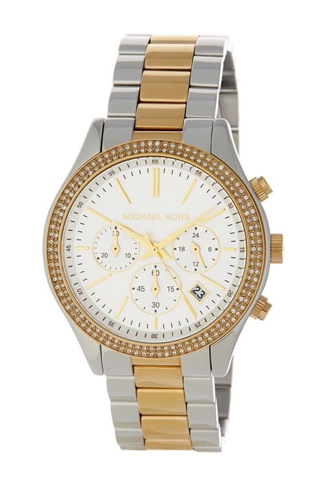 Womens Slim Runway Crystal Bezel Chronograph Bracelet Watch By Michael