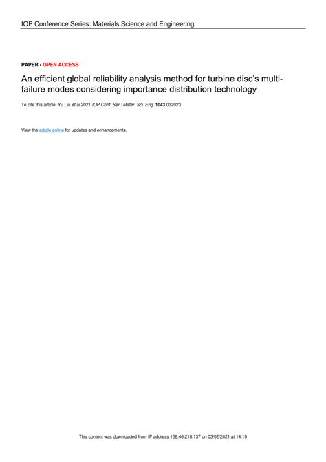 Pdf An Efficient Global Reliability Analysis Method For Turbine Disc