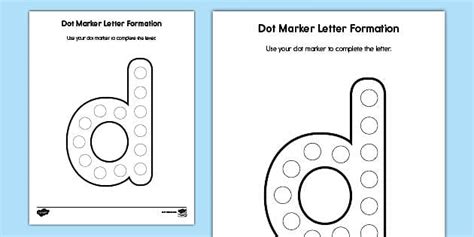 Lowercase Letter D Dot Marker Letter Formation Worksheet