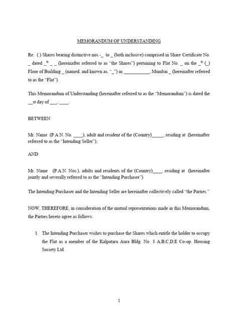 Memorandum Of Understanding For Execution Pdf Capital Gains Tax Taxes