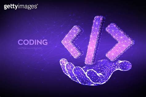 Programming Code Icon 3d Low Polygonal Abstract Programming Code