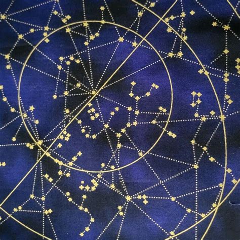 Star Maps In Metallic Gold On Rich Dark Blue Cotton From Robert Kaufman